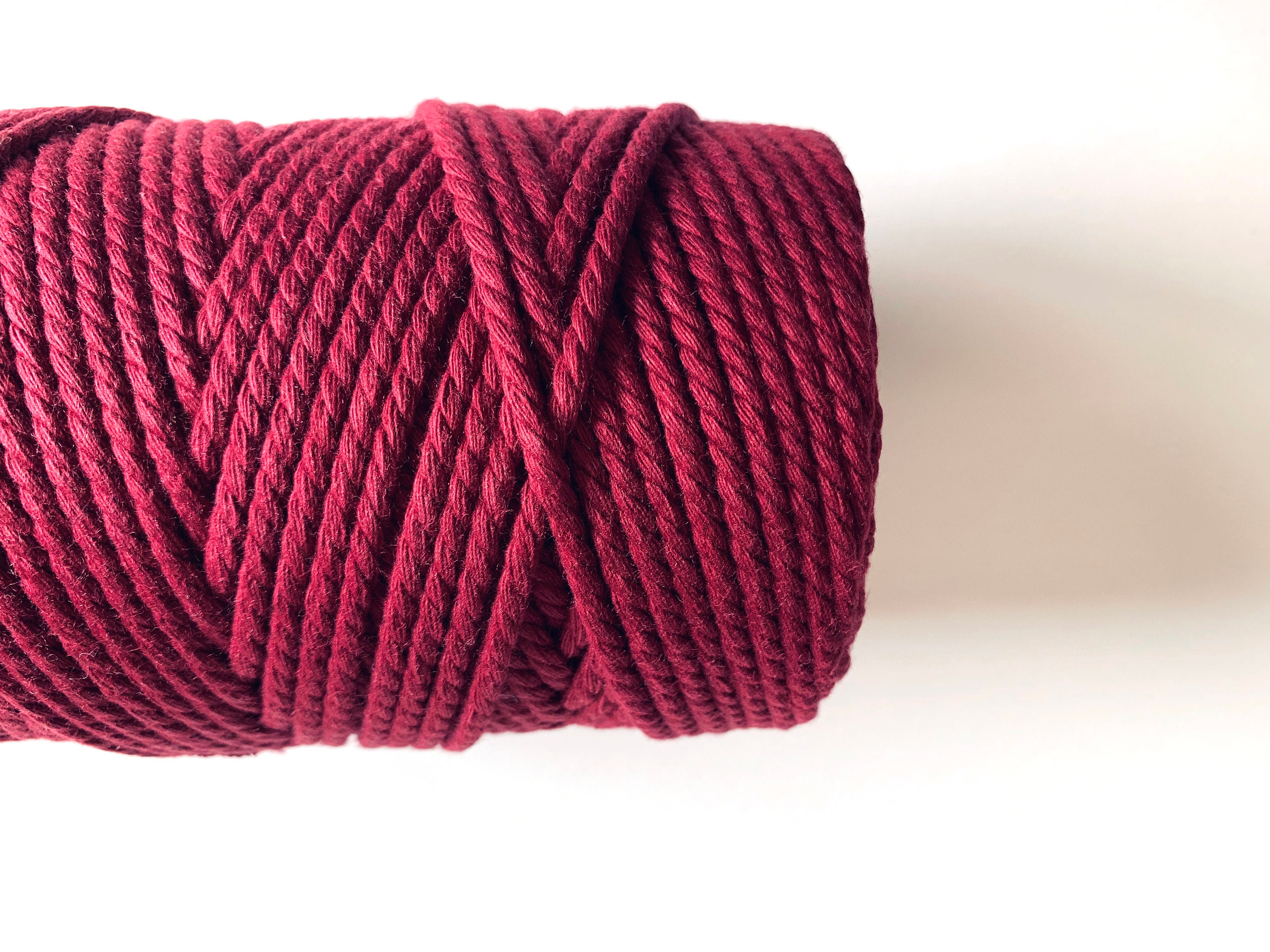 4mm 3 Strand Cotton Macrame Rope red Velvet / Burgundy - Etsy