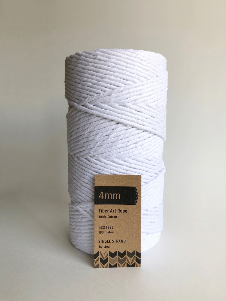 4mm Single Strand Cotton Macrame String - Coconut White Craft Cord, AZO ...