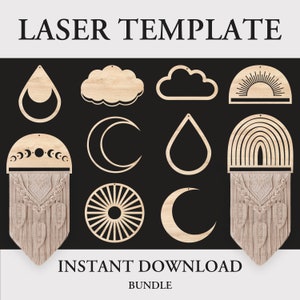 Sun & Moon Macrame Hanger Bundle Wall Hanging Base Set Cloud Ornament ...