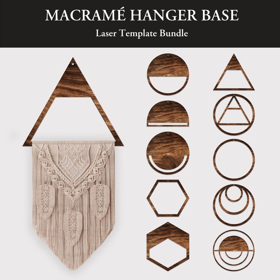 Circle Macrame Hanger Bundle Wall Hanging Base Set Triangle Ornament ...
