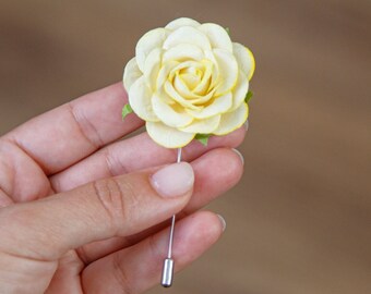Yellow Rose Brooch - Etsy