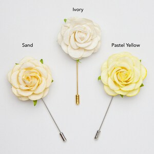 Stylish Lapel Pin for Suits - Pastel Yellow Rose Brooch Pin - Men ...