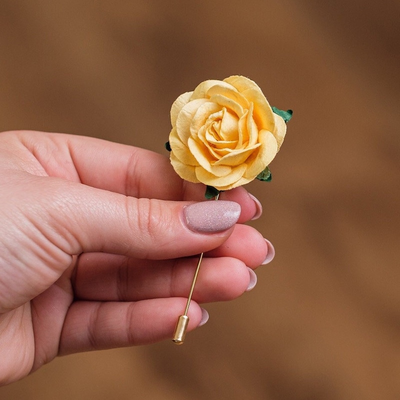 Yellow Rose Pin - Etsy