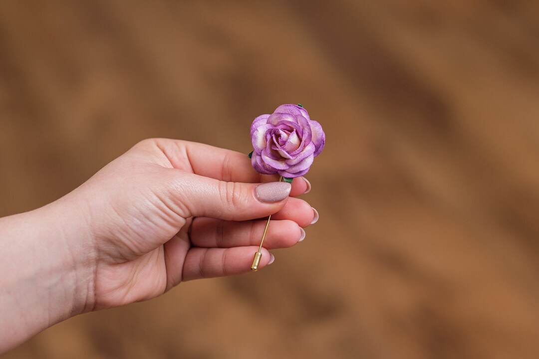 Purple Ombre Lily-like Paper Stick Pin With Golden/silver Needle, Men ...