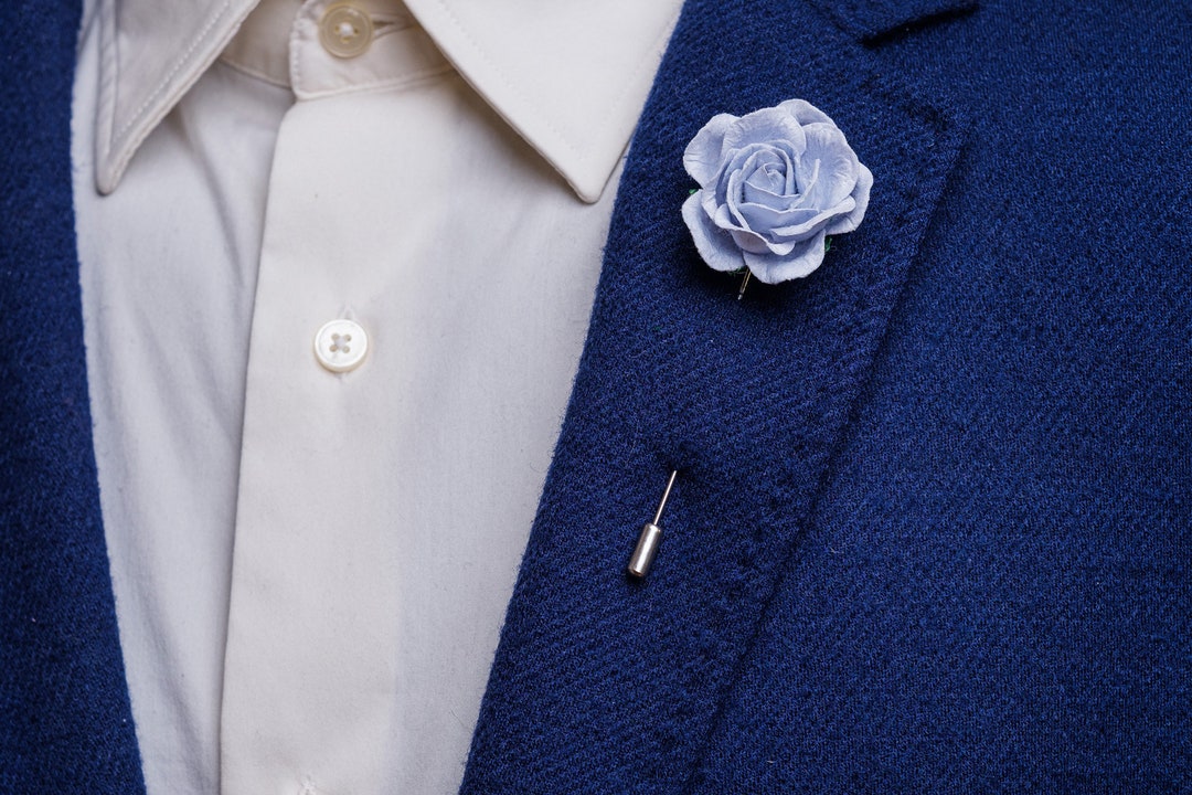 Light Blue Paper Eco-friendly Rose Brooch for Coat/jacket, Back to ...