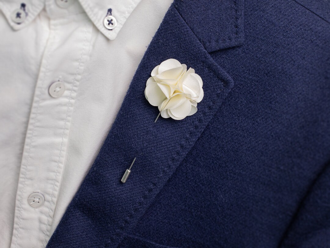 Ecru Flower Lapel Pin, Glamorous Wedding Boutonniere, Groomsmen Wedding ...