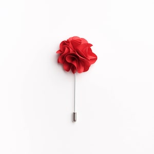 Red Lapel Pin, Carnation Pin Flower, Red Boutonniere, Wedding Lapel Pin ...
