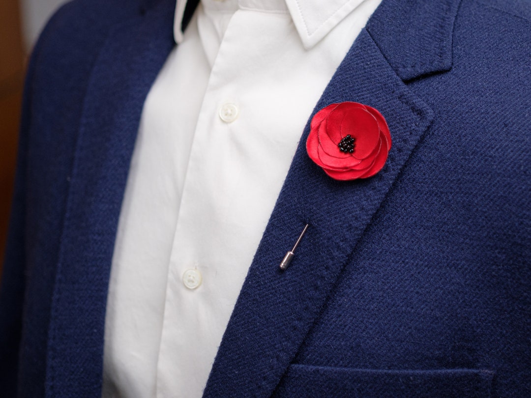 Red Poppy Flower Lapel Pin, Wedding Boutonniere, Suit Brooch Gift for ...