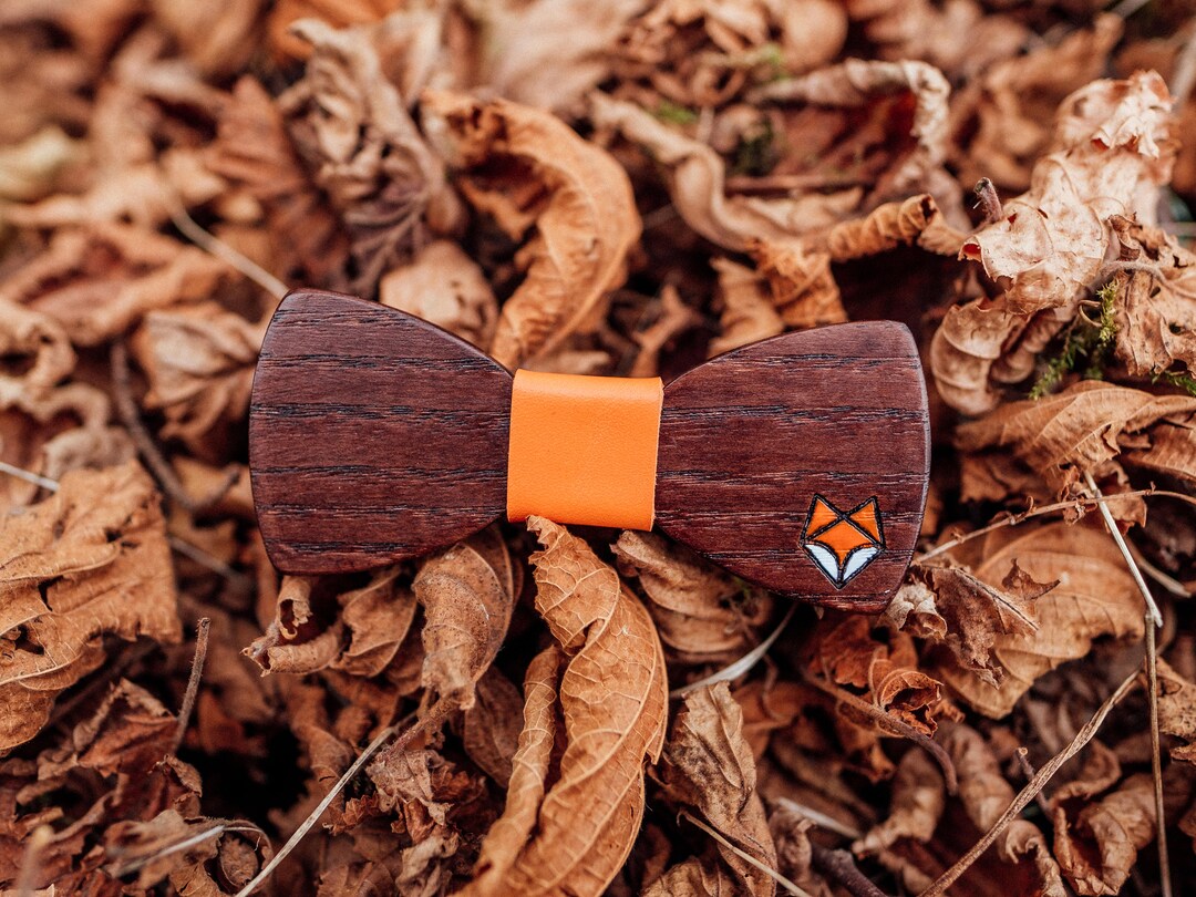 Fall Theme Wood Bow Tie for Kids, Fox Bow Tie, Orange Autumn Bowtie ...