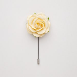 Stylish Lapel Pin for Suits - Pastel Yellow Rose Brooch Pin - Men ...