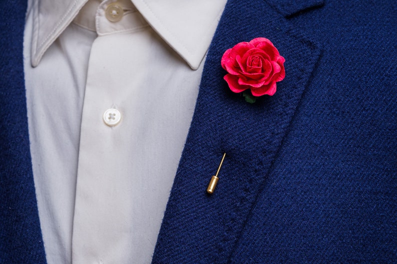 Lily-like Paper-made Rose Stick Pin, Wedding Boutonniere for Men ...
