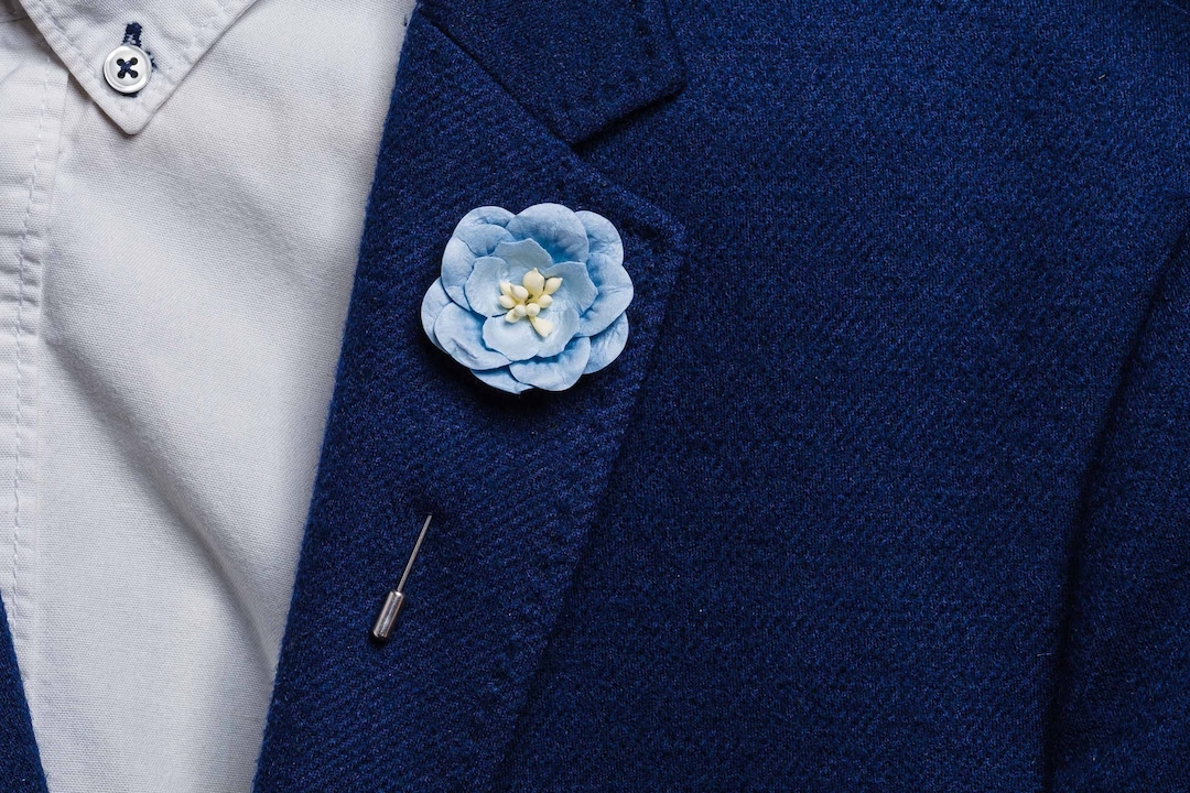 Light Blue Blooming Flower Pin for Lapel - Bachelor Party Gift - Summer ...