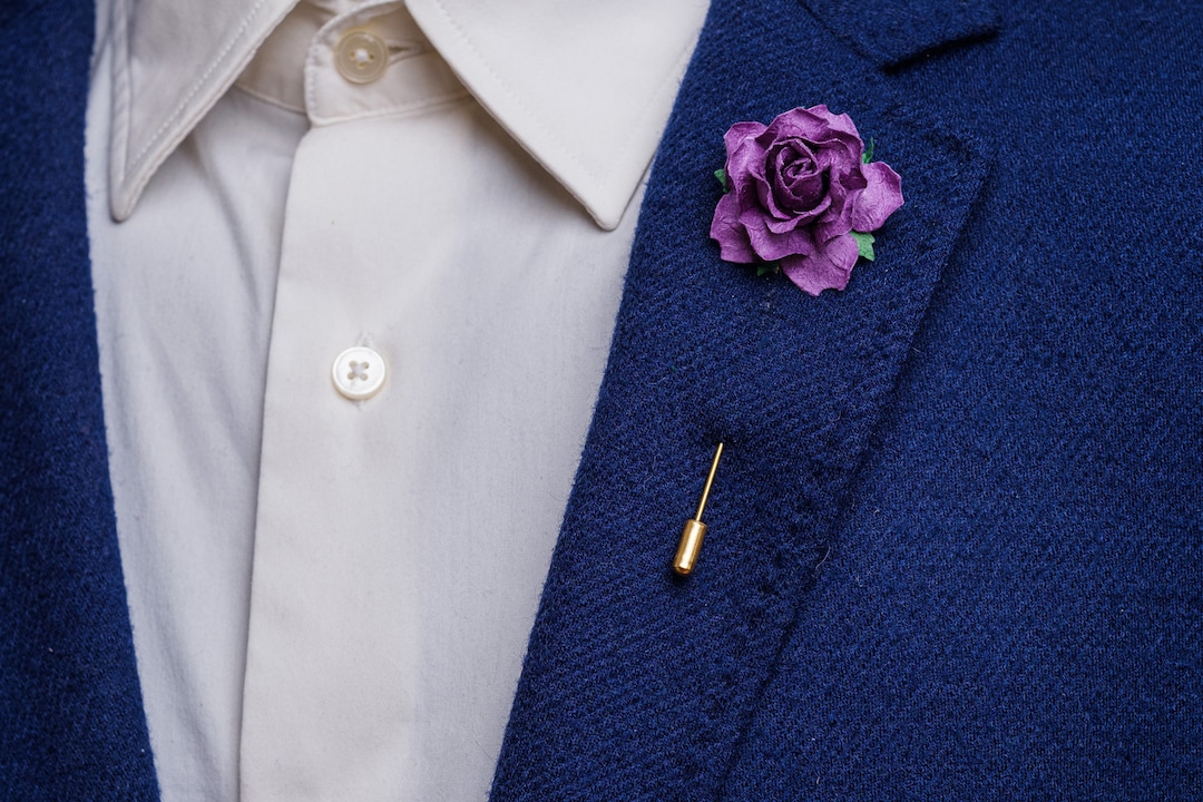 Deep Purple Geometric Rose Stick Pin for Lapel, Summer Wedding ...