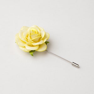 Stylish Lapel Pin for Suits - Pastel Yellow Rose Brooch Pin - Men ...