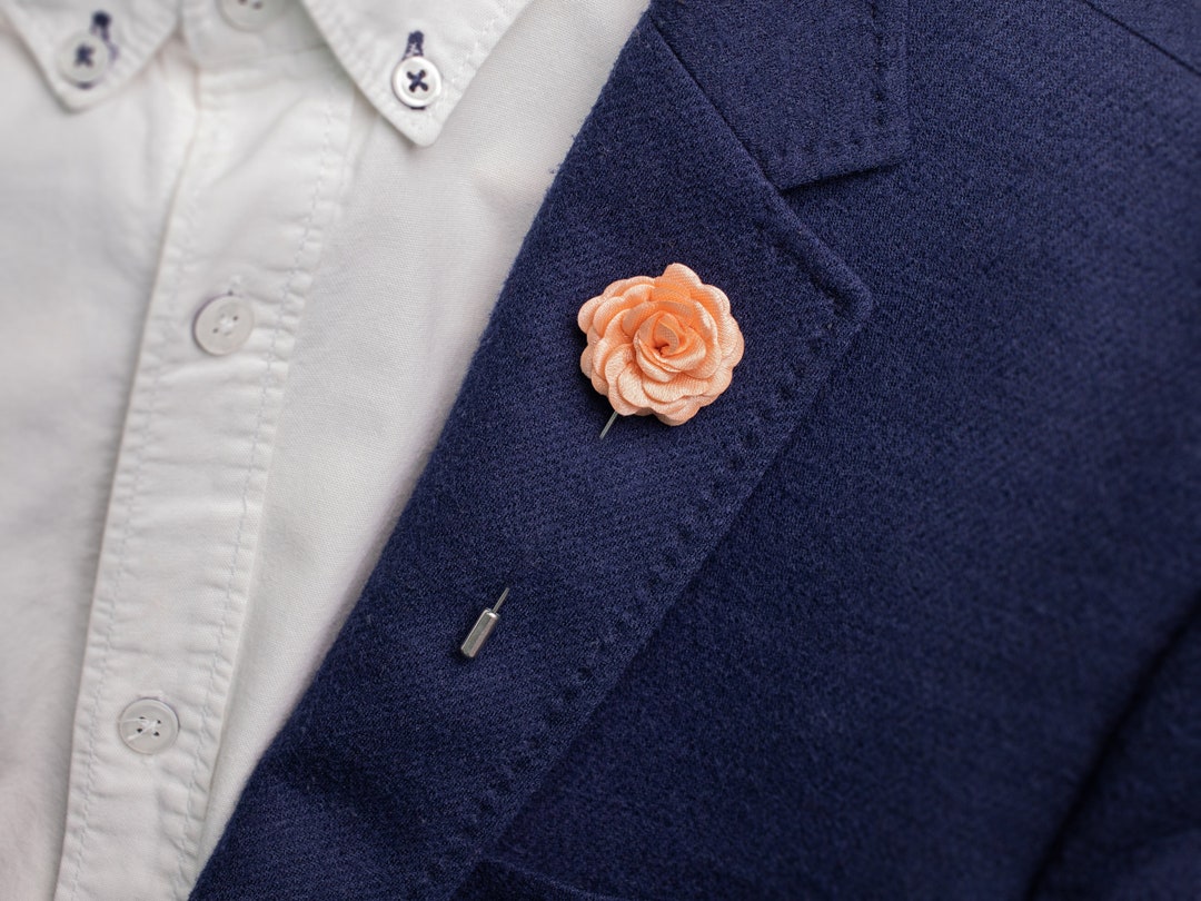 Suit Boutonniere, Suit Lapel Pin, Mens Lapel Stick Pin, Peach Rose ...