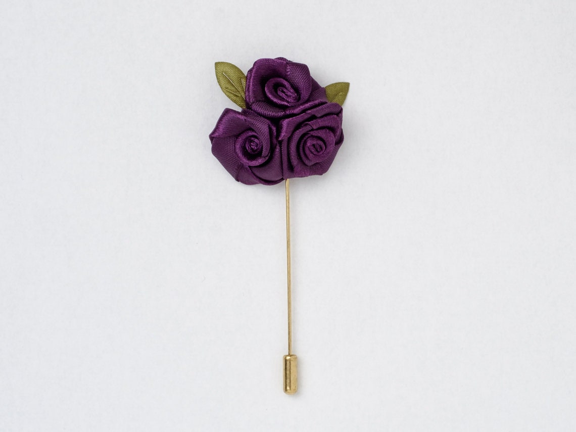 Purple Lapel Pin Men Suit Flower Wedding Boutonniere Rose - Etsy