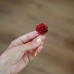 Red Rose Fabric Buttonhole Lapel Pin for Men Tuxedo or Suit - Small ...