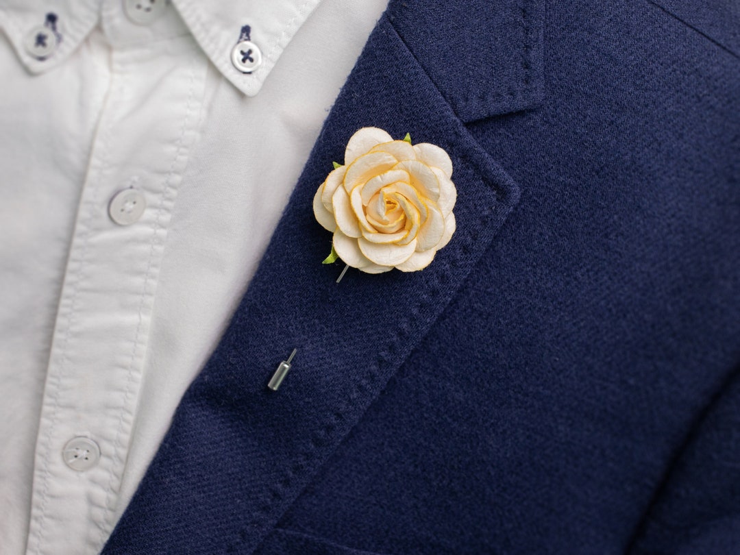 Sand Color Rose Flower Pin, Wedding Accessories, Suit Flower Lapel Pin ...