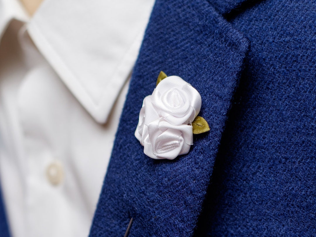 White Rose Lapel Pin, Suit Flower Pin, Lapel Pin Men, Wedding ...