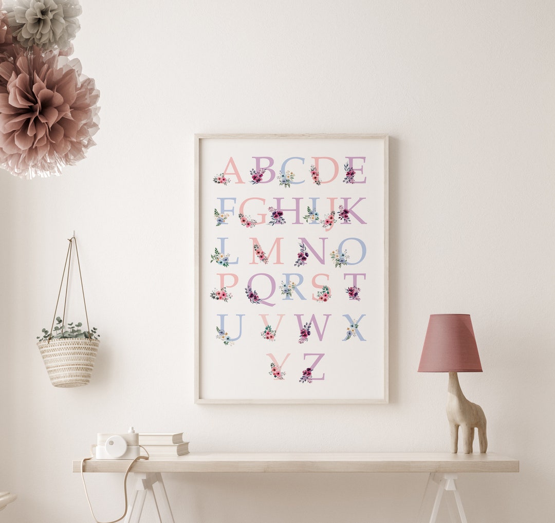 Instant Download, Digital Fail, Floral Alphabet Poster, Home Schooling ...