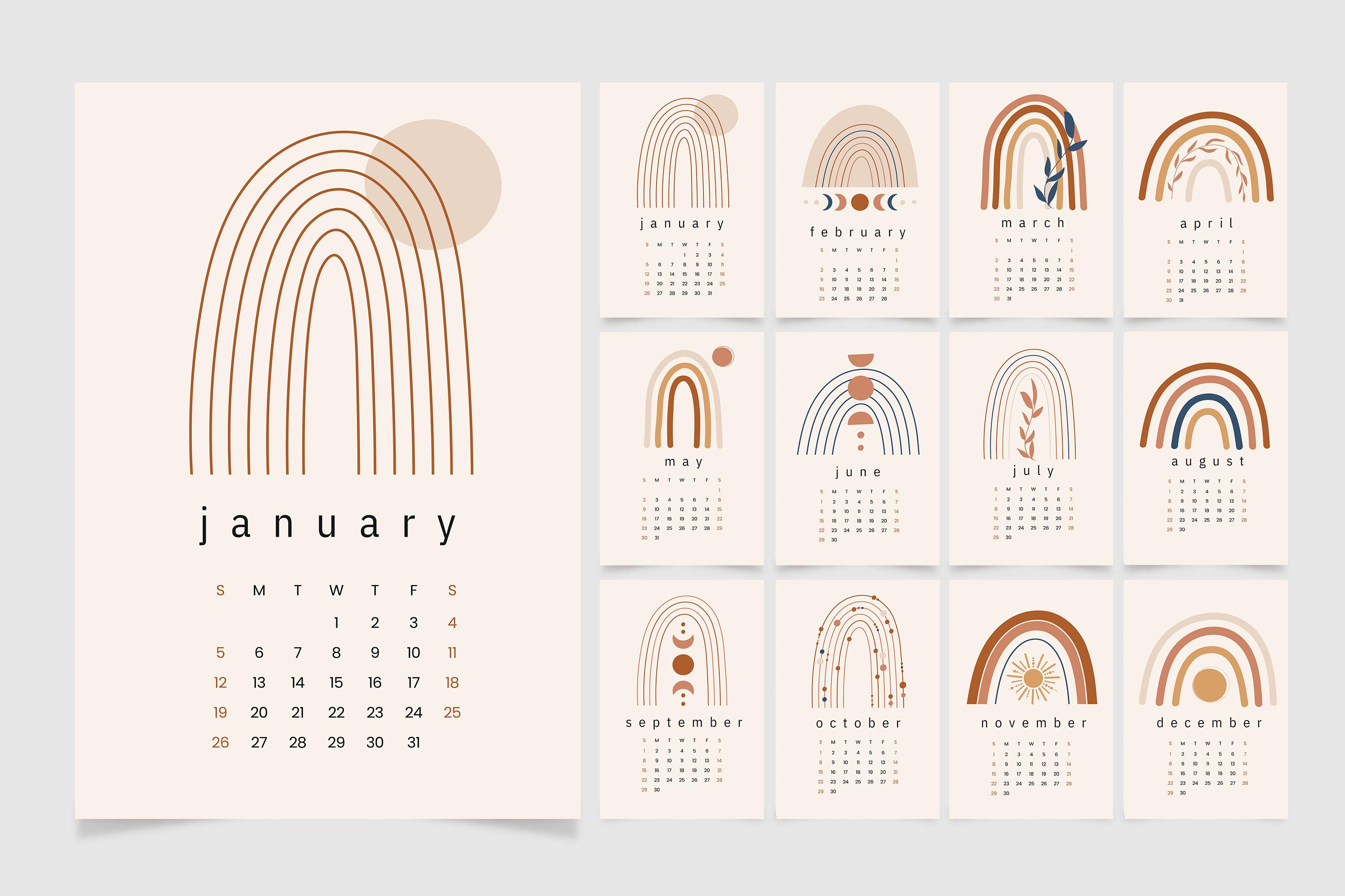 Boho Calendar 2025 | Printable Desk Calendar | Natural Home Decor ...