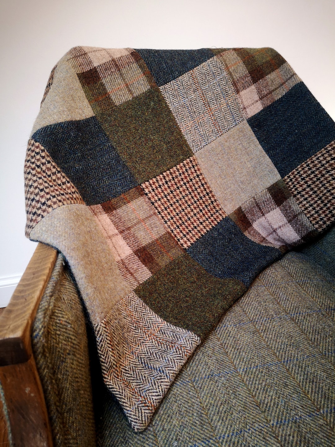 Molly Patchwork Harris Tweed Blanket Reversible - Etsy