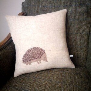 Hand Crafted Harris Tweed Hedgehog Embroidered Cushion Cover - Etsy UK