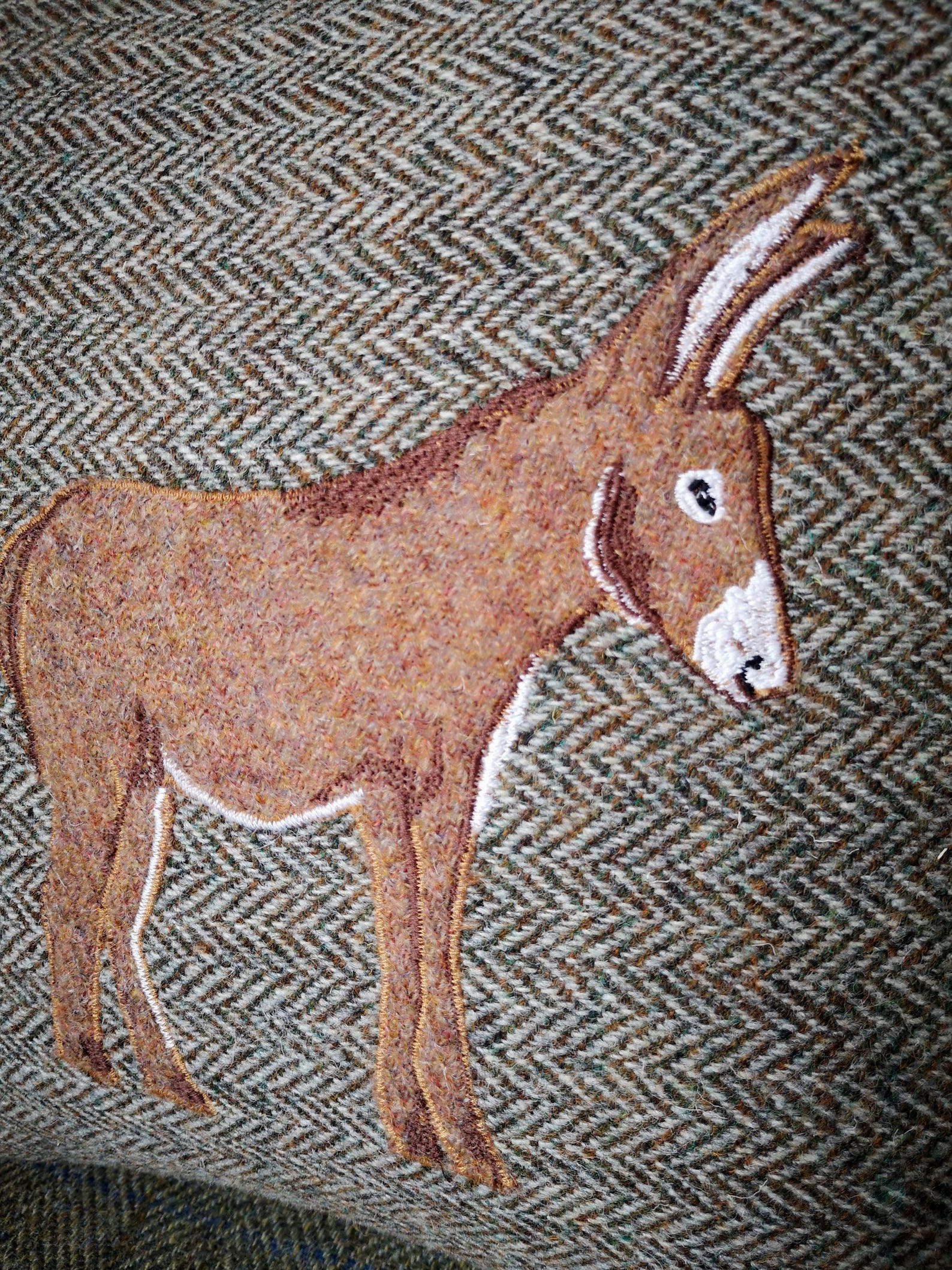 Harris Tweed Donkey Embroidered Cushion Cover - Etsy