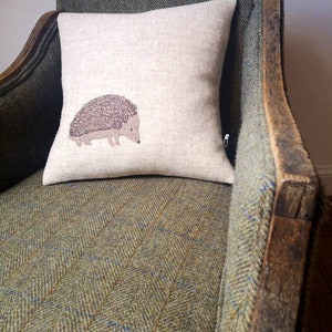 Hand Crafted Harris Tweed Hedgehog Embroidered Cushion Cover - Etsy UK