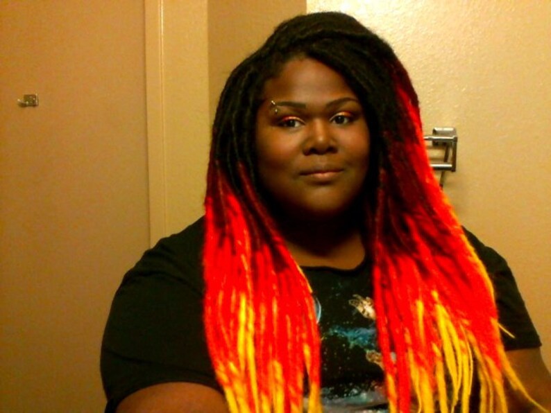 Reusable Fire Ombre Dreadlock Extensions Full Set (with or Without ...