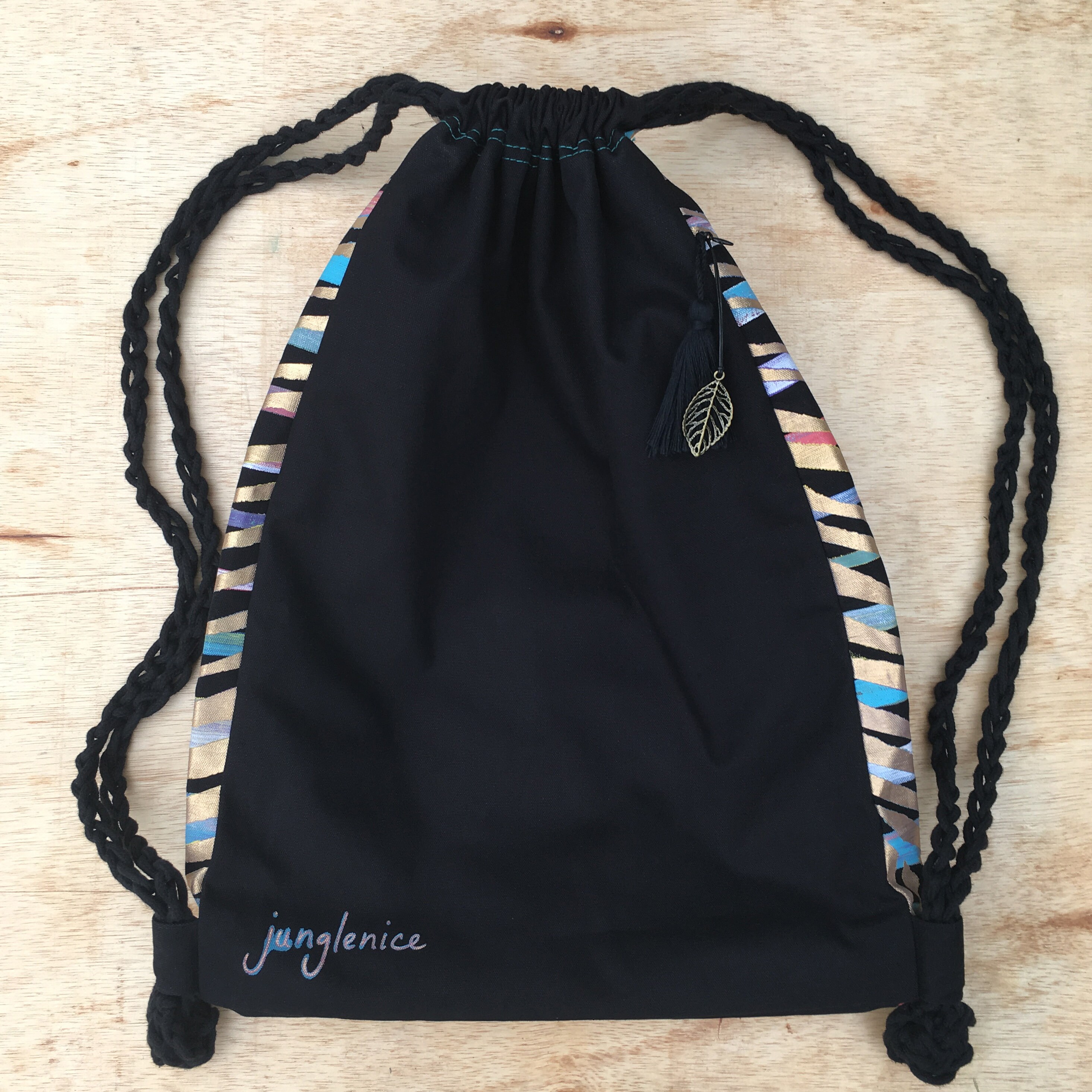 Oversized Canvas Drawstring Backpack, Designer Rucksack, Unique Vegan ...