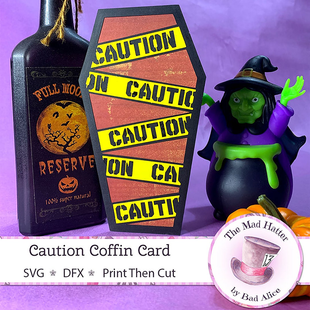 Caution Halloween Coffin Card - Etsy
