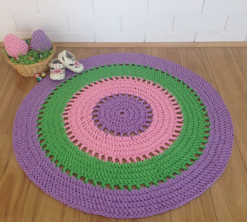 Custom Crochet Floor Rug 80cm Three Colours - Etsy