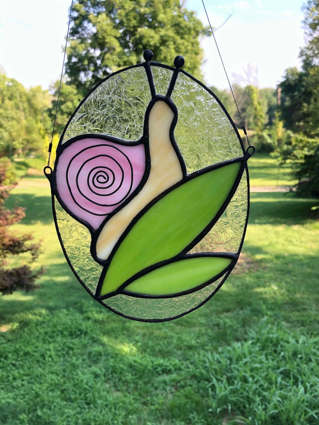 Garden Snail Stained Glass Panel Choose Your Shell Color Made to Order ...