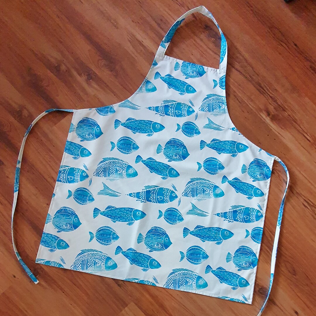 Blue Fish Apron, Men's Apron, Women’s Apron, Teenagers Apron, Kitchen ...