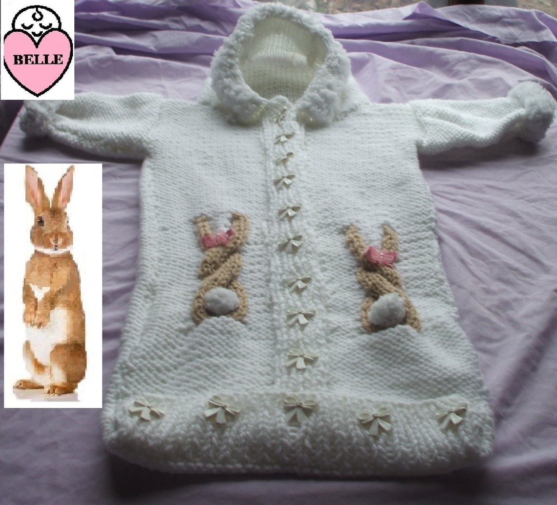 Bunny Sleeping Bag PDF Knitting Pattern for Sizes 0-3, 3-6, 6-12 Months ...