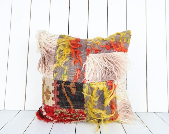 Turkish Throw Pillow, 18x18 Turkish Kilim Pillow, Bohemian Kilim Pillow ...