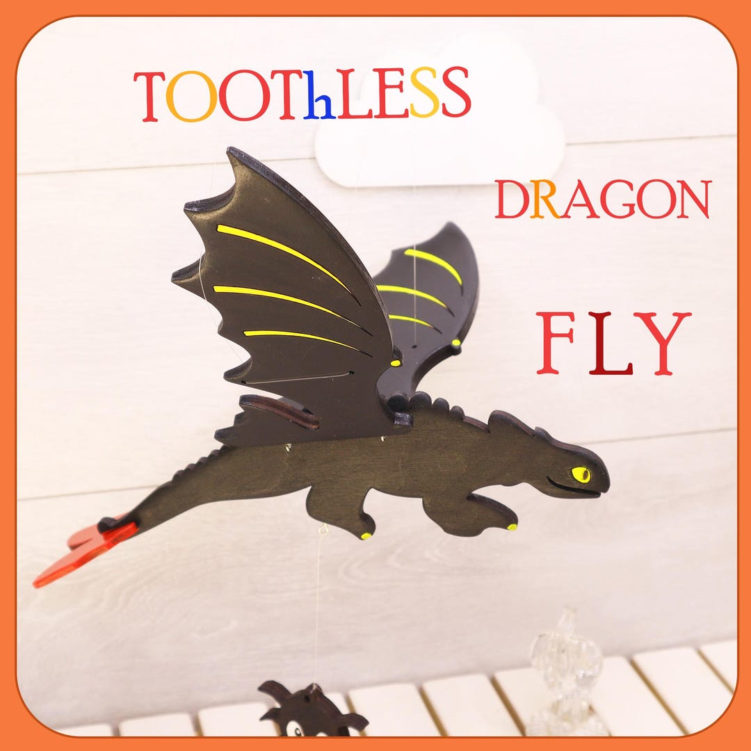 Night Fury Dragon Mobile | Handmade Wooden Flying Dragon, Fantasy Decor ...