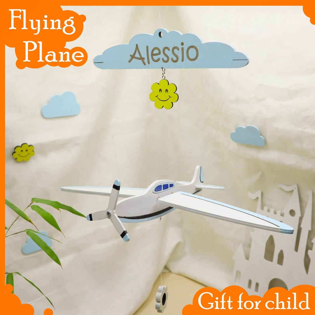 Airplane Nursery Mobile: Flying Plane With Flapping Wings, Baby Boy ...