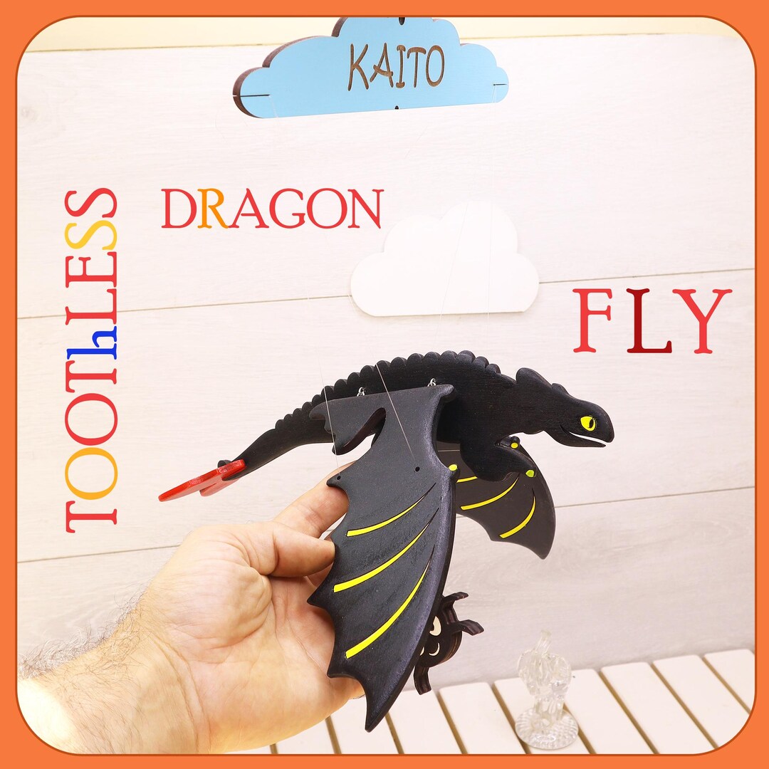 Night Fury Inspired Flying Dragon Mobile | Moving Wings Fantasy Decor ...