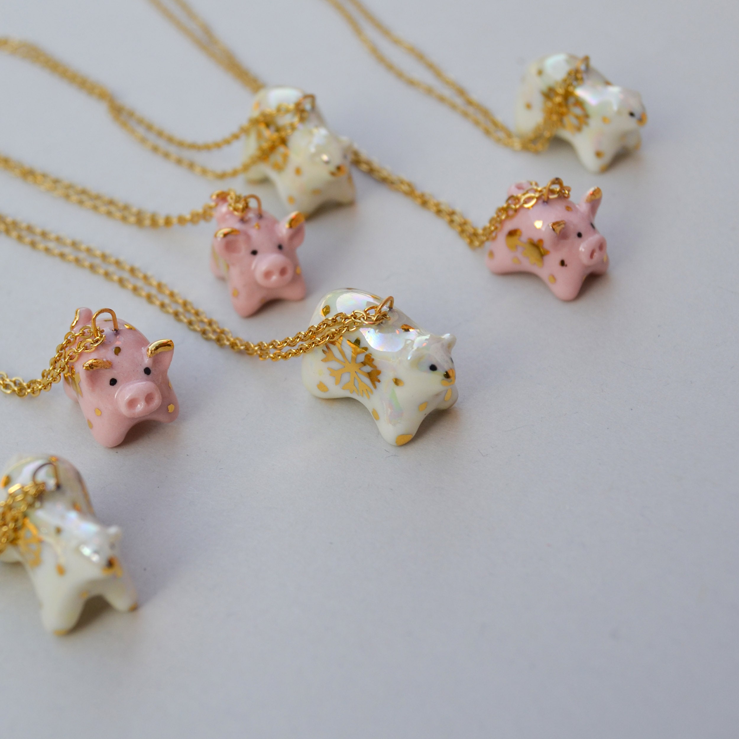PIG PENDANT NECKLACE, Cute Pendant, Handmade Porcelain Pendant, Small ...