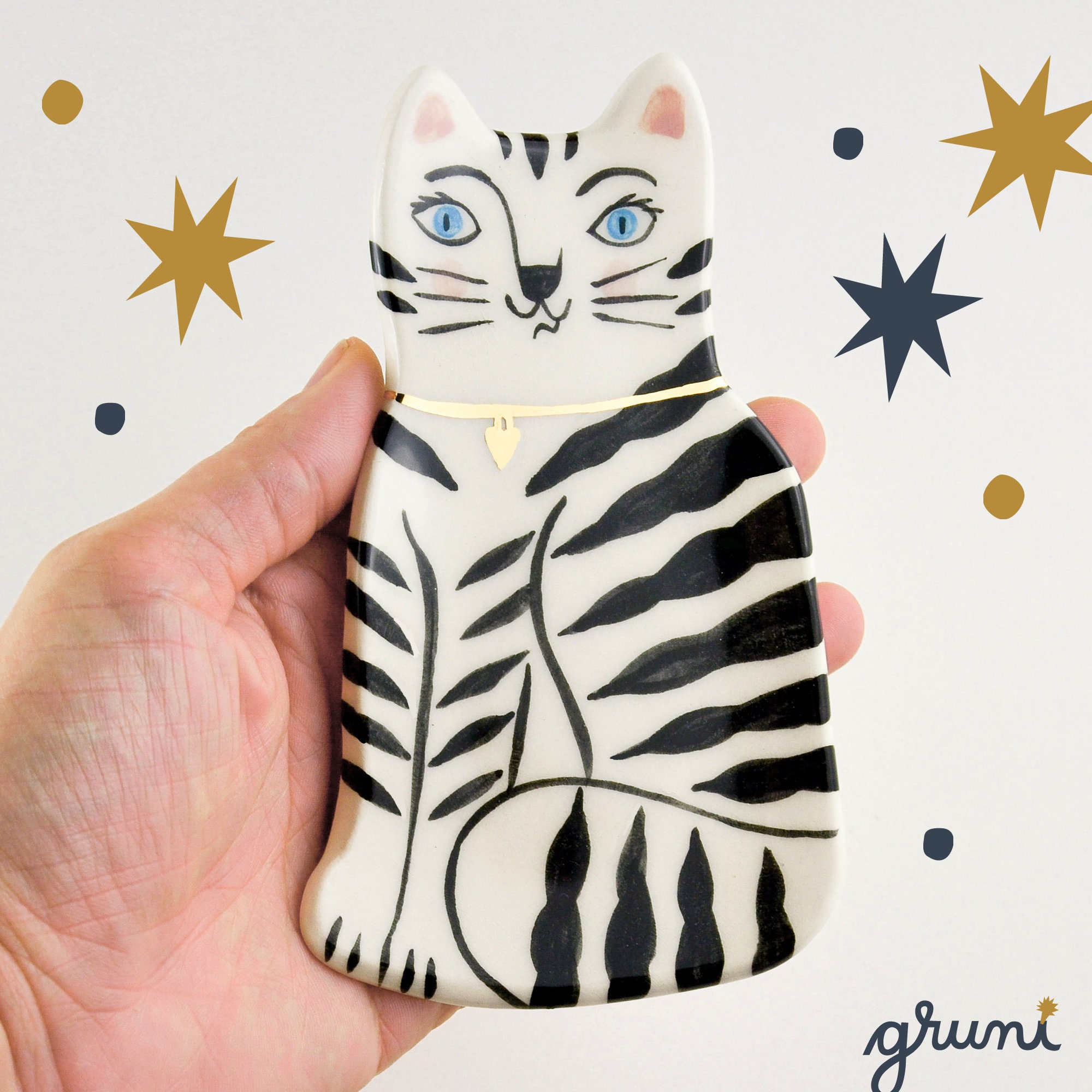 Tabby Cat Ring Dish, Small Ceramic Animal Shaped Plate, Gift for Cat ...