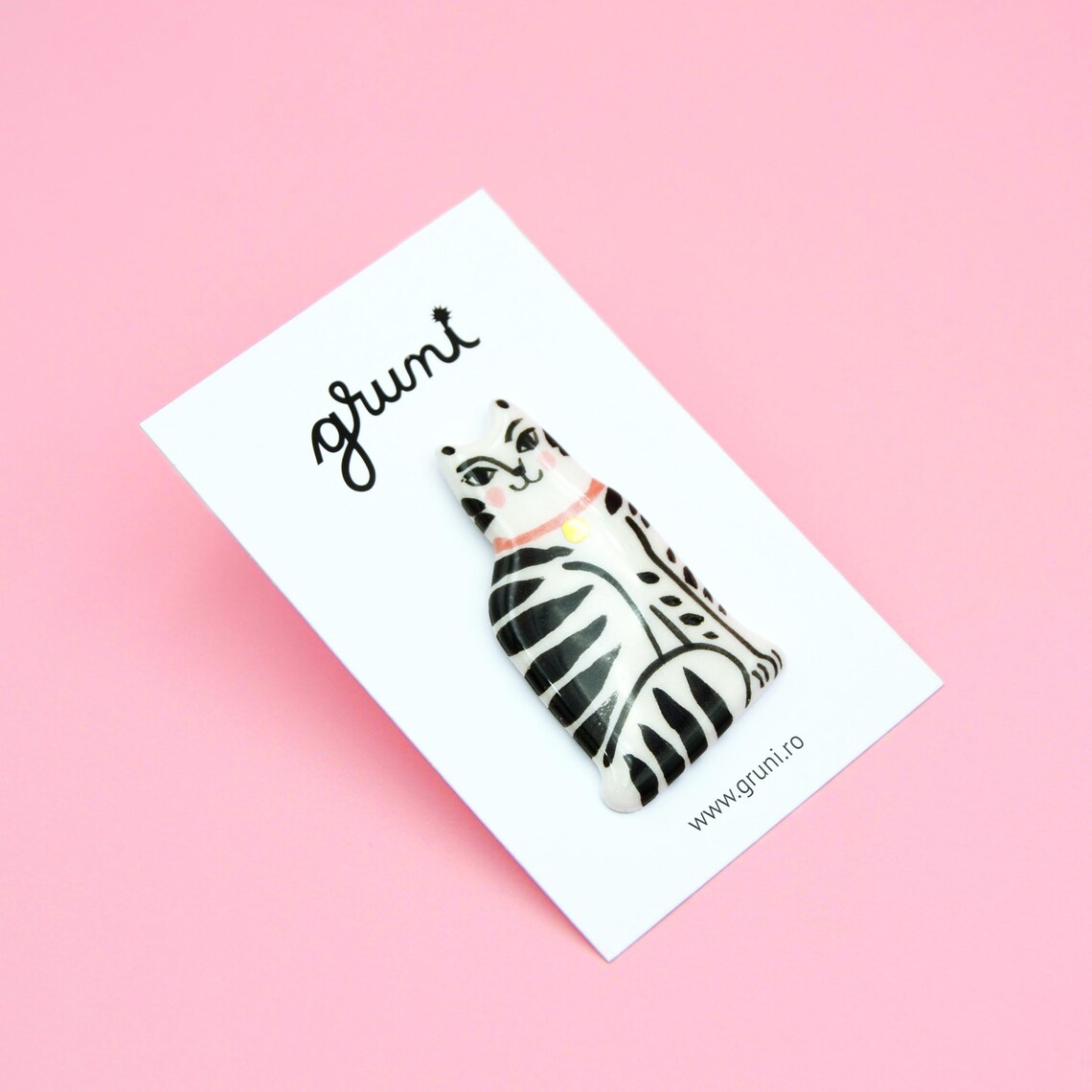 Tabby Cat Pin, Ceramic Pin Brooch, Unique Gift for Cat Lady - Etsy
