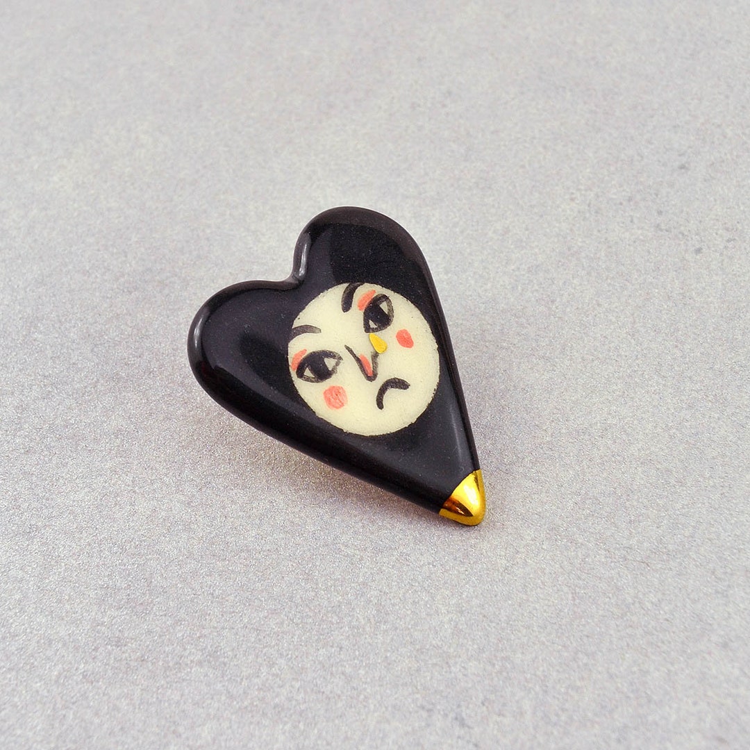 Sad Heart Pin Brooch, Ceramic, Handmade - Etsy