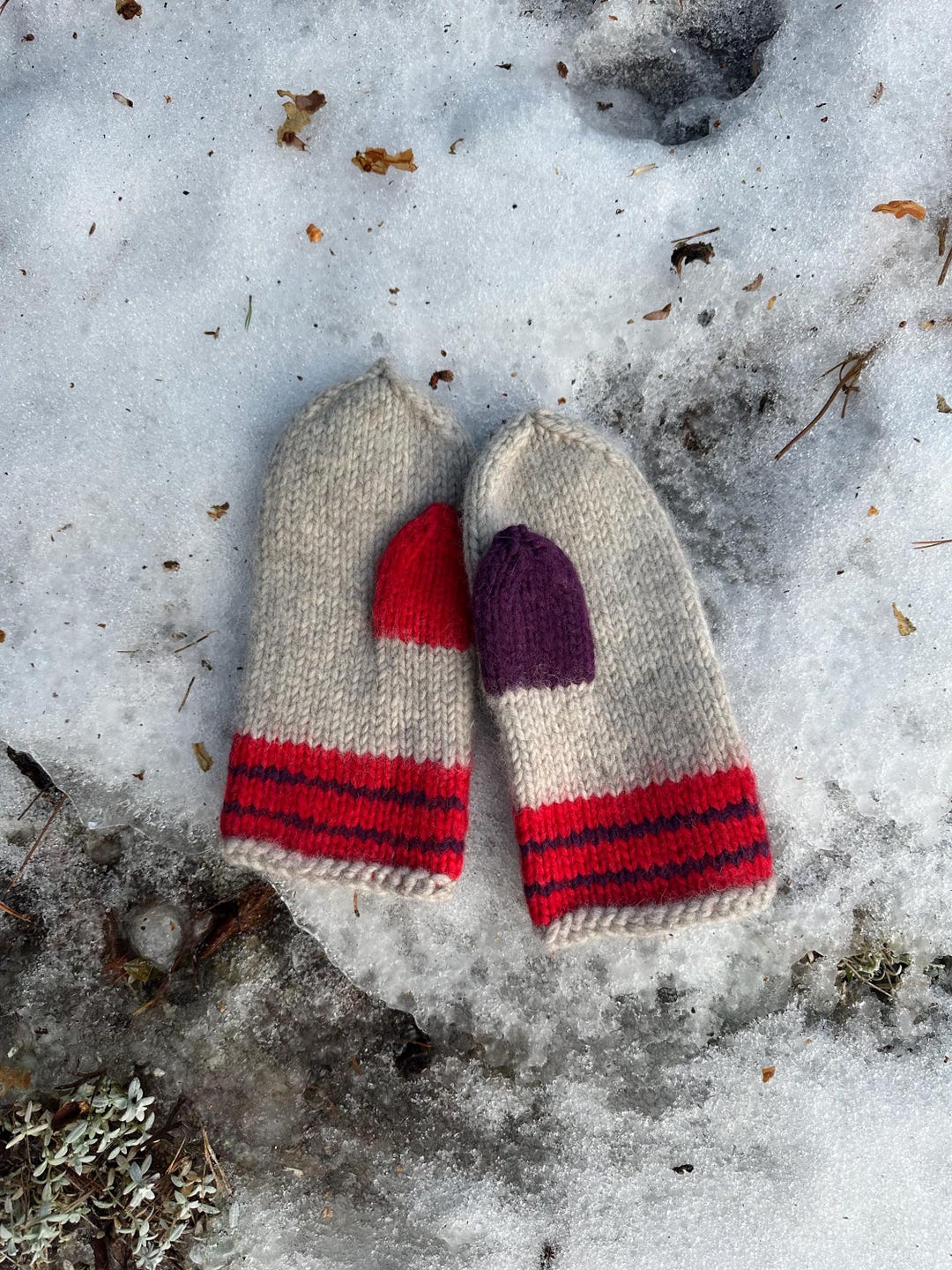 Hand Knitted Thick Winter Gray Mittens in Pure 100% Swedish Wool - Etsy
