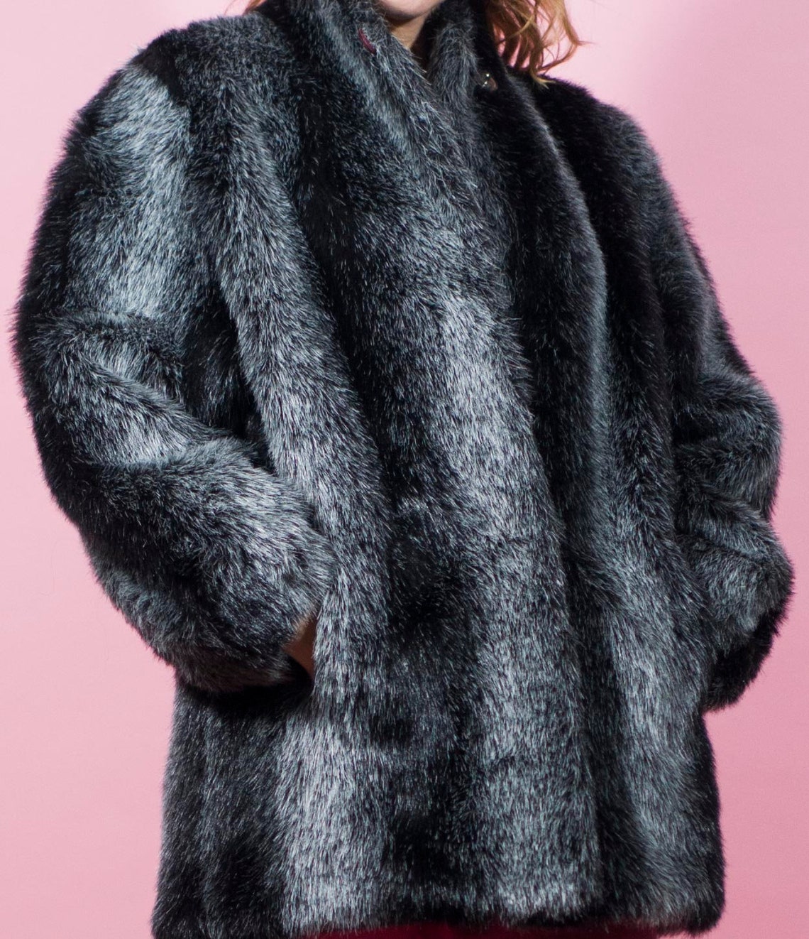 Vintage Faux Fox Fur Jacket Winter Coat 80s Coat - Etsy