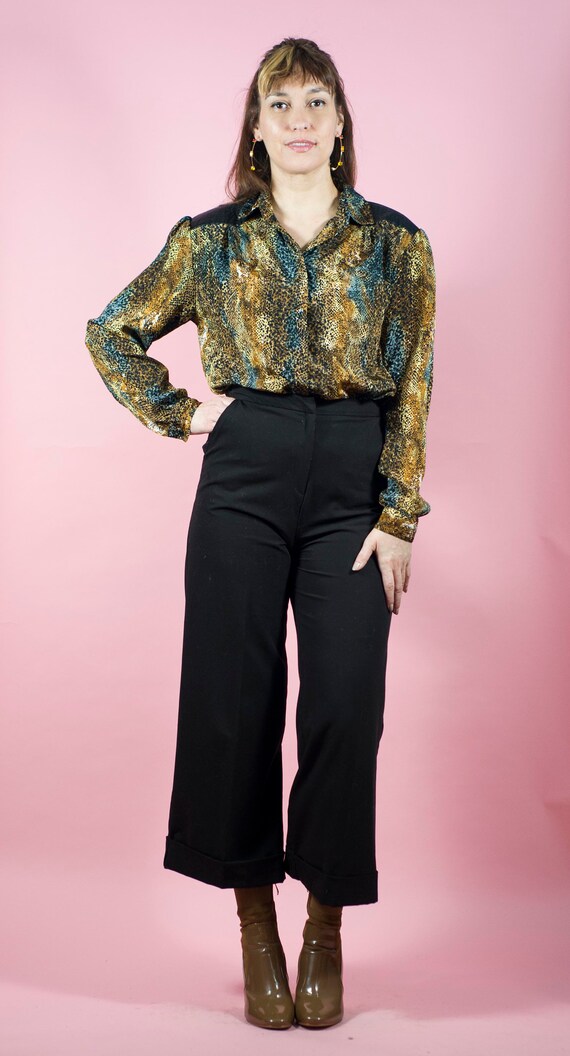 Vintage Snake Print 80s Blouse Animal Print Poet Slee… - Gem