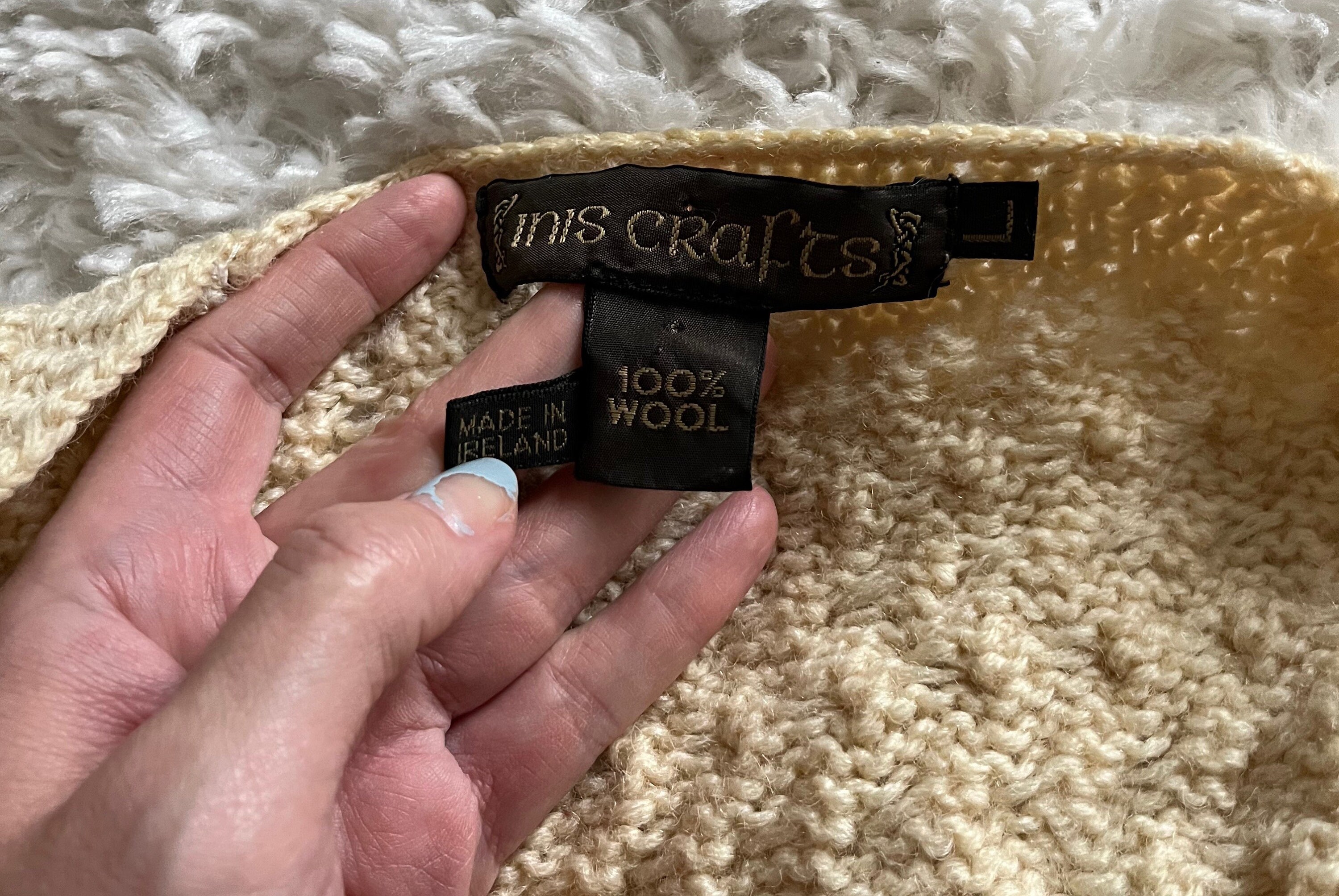 Vintage Inis Crafts Wool Irish Cream Chunky Cable Knit - Etsy