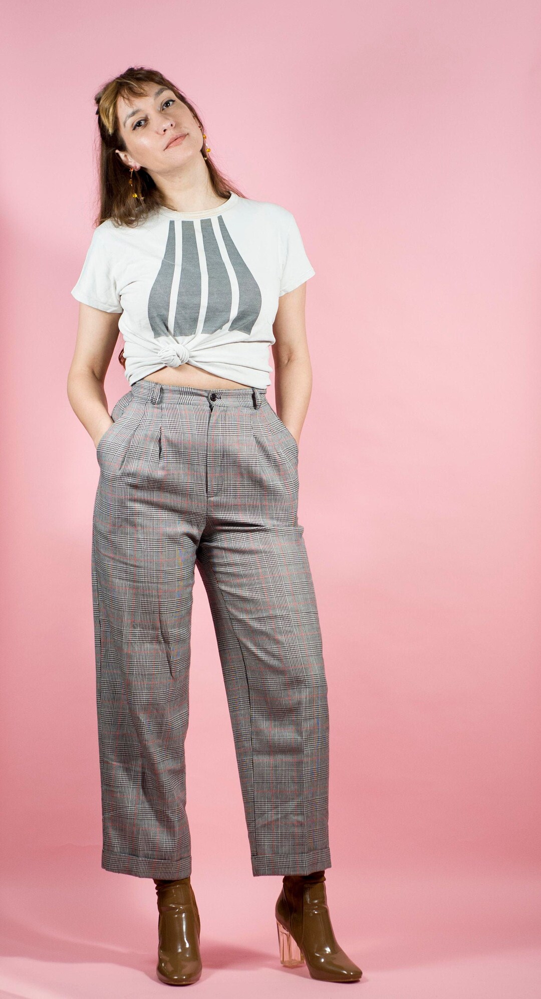 1990 Vintage 90s Plaid Pant High Waist Trouser - Etsy