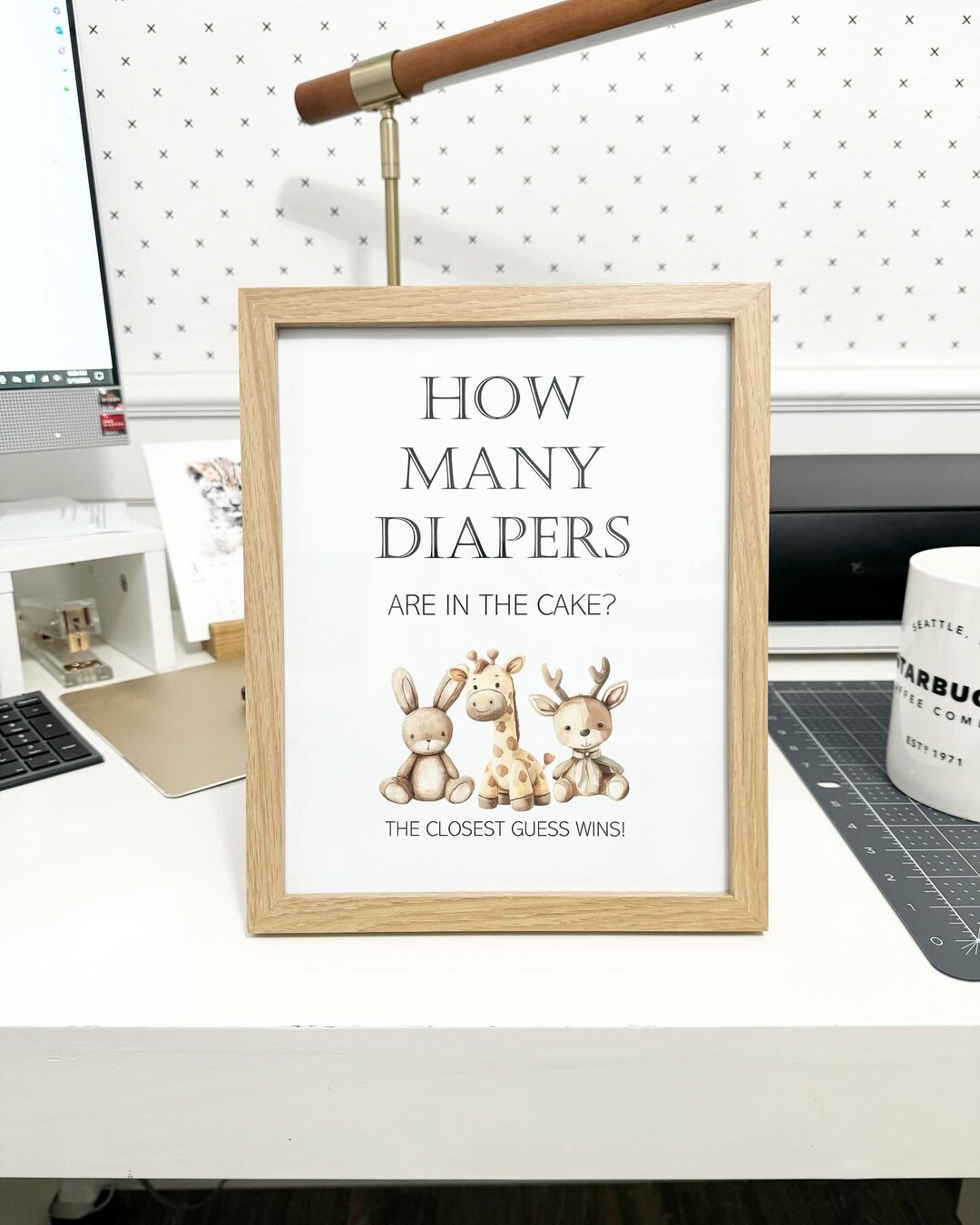 Diaper Cake Game: Animals Bunny, Giraffe and Deer "guess How Many ...